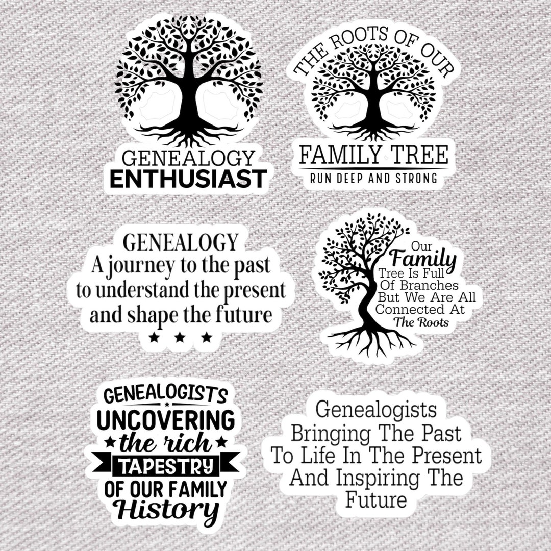 Genealogy Rooted in Family Stickers Vintage Family Tree Tags Genealogy ...