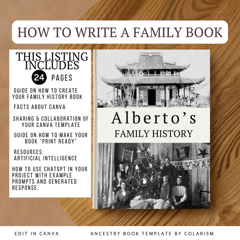 Family Ancestry Editable Book Template Family History Record Book ...