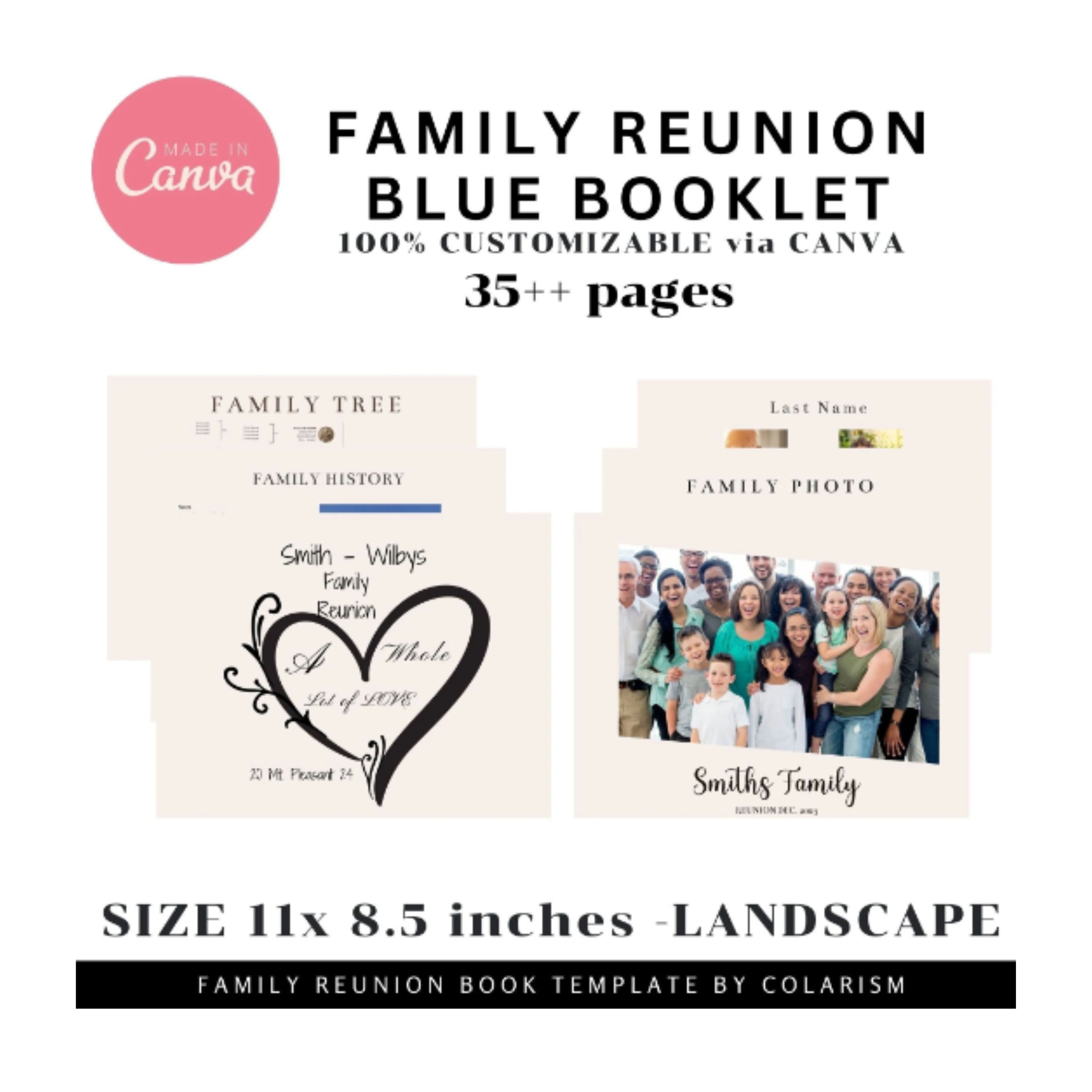 Editable Family Reunion Book Family Reunion Sign in Sheet Family ...