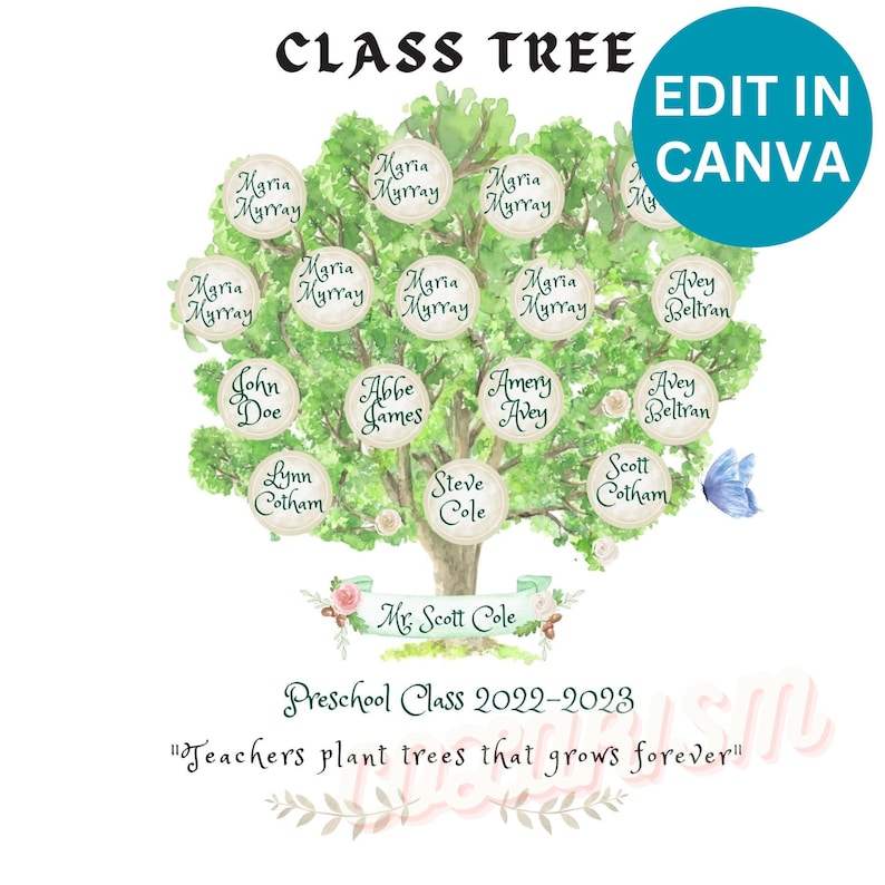 Teacher Appreciation Printable Tree Personalized Tree Teacher - Etsy
