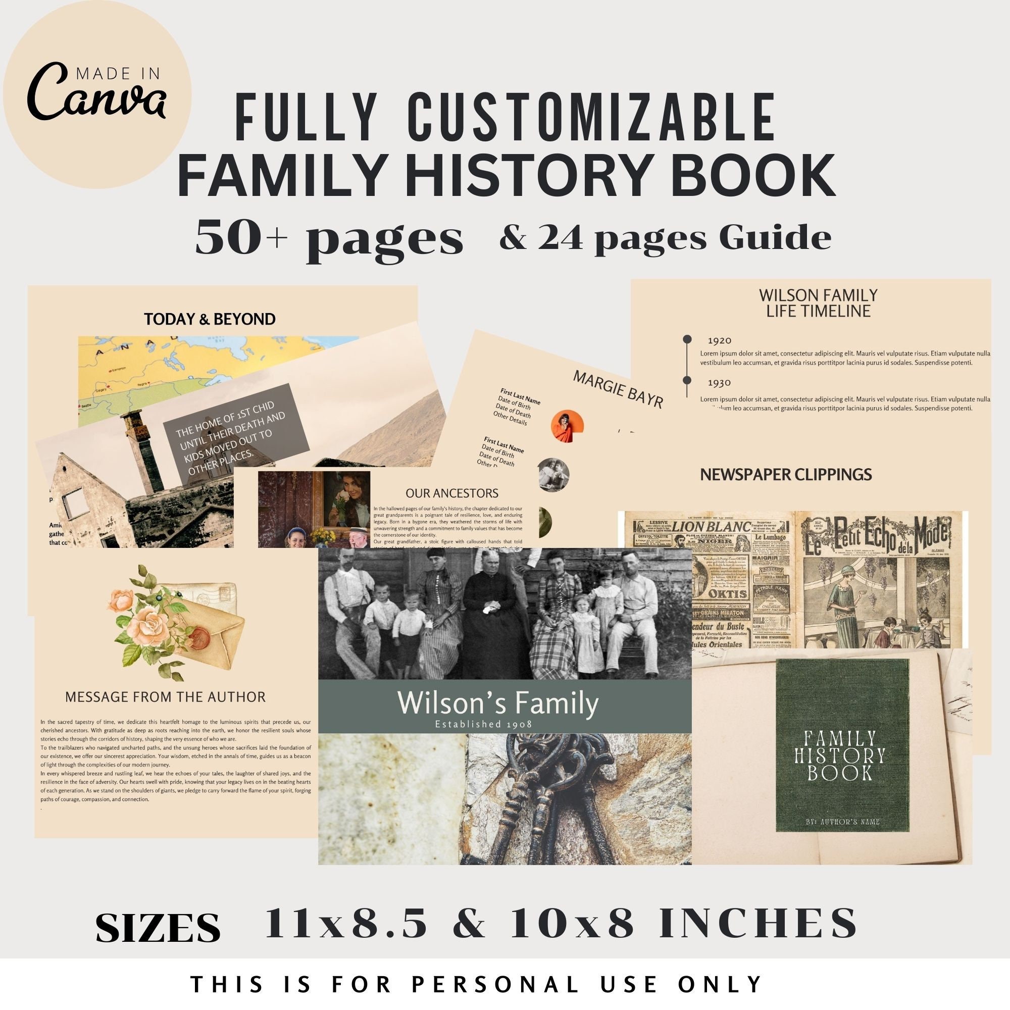 Family Ancestry Editable Book Template Family History Record Book ...