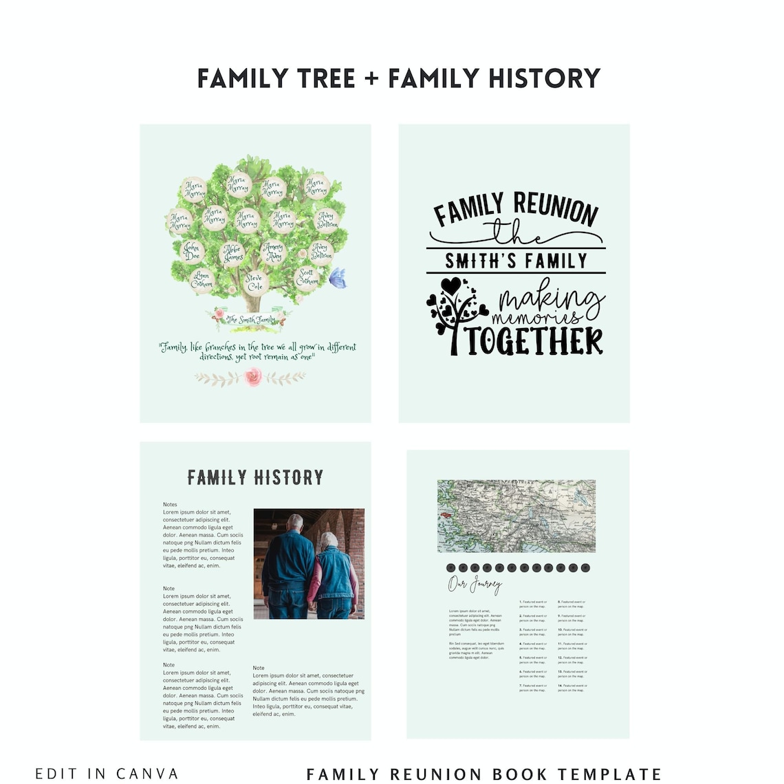 Family Reunion Booklet Template Family Reunion Memories Record Book DIY ...