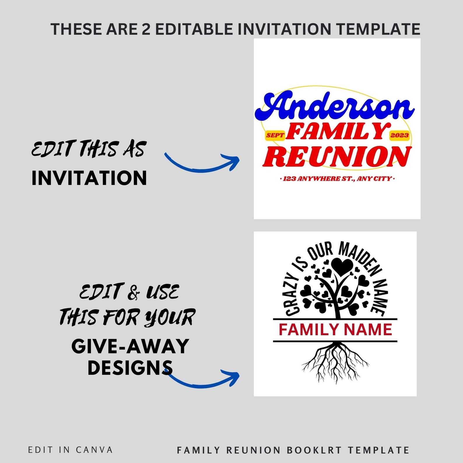 Editable Family Reunion Book Family History Book Family Reunion Sign ...