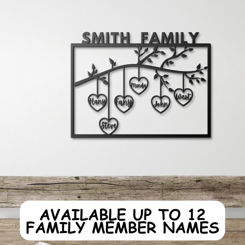 Custom Metal Family Tree Name Sign Wall Art Decor Gift for Housewarming ...