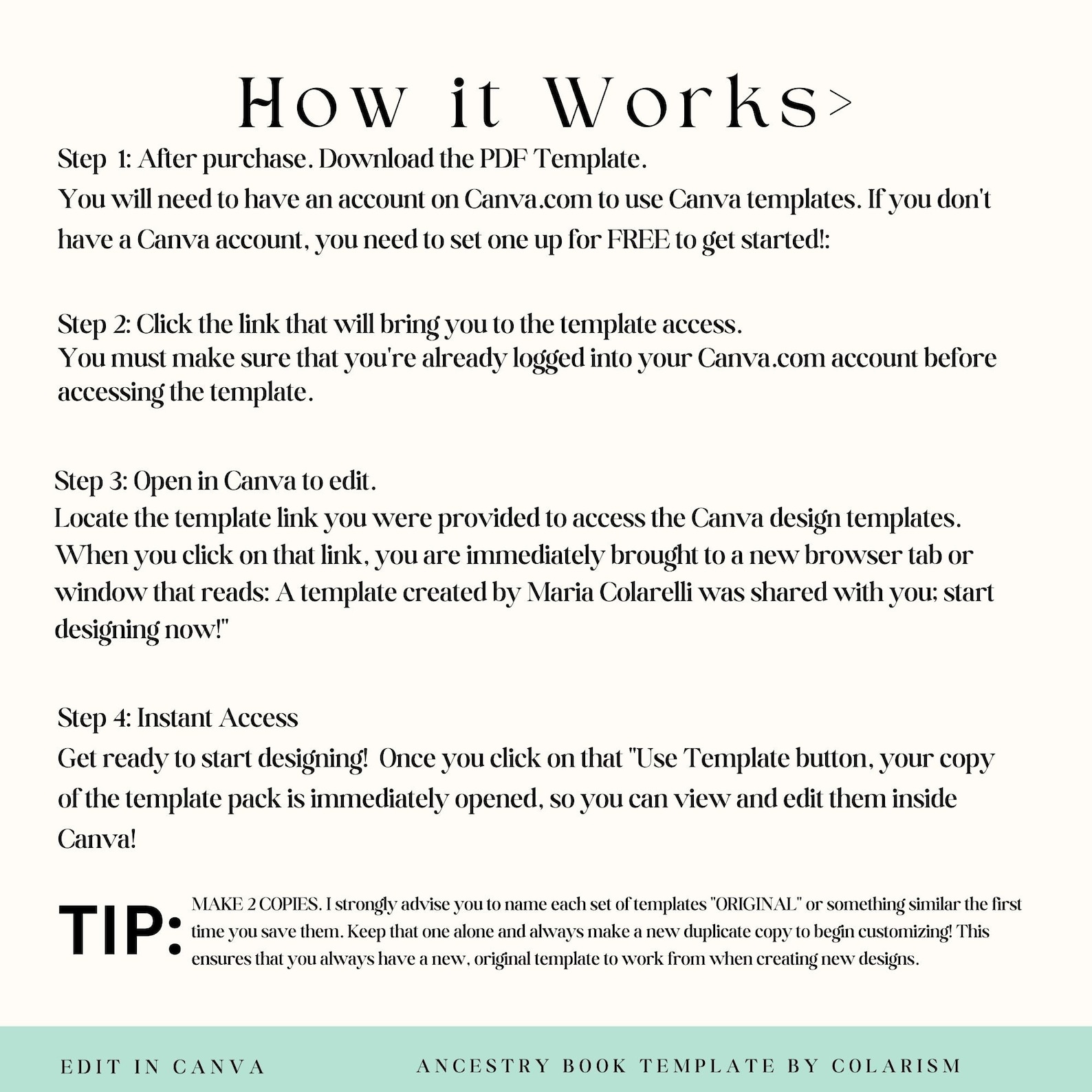 Single Person Family Ancestry Book Template Family History Record DIY ...
