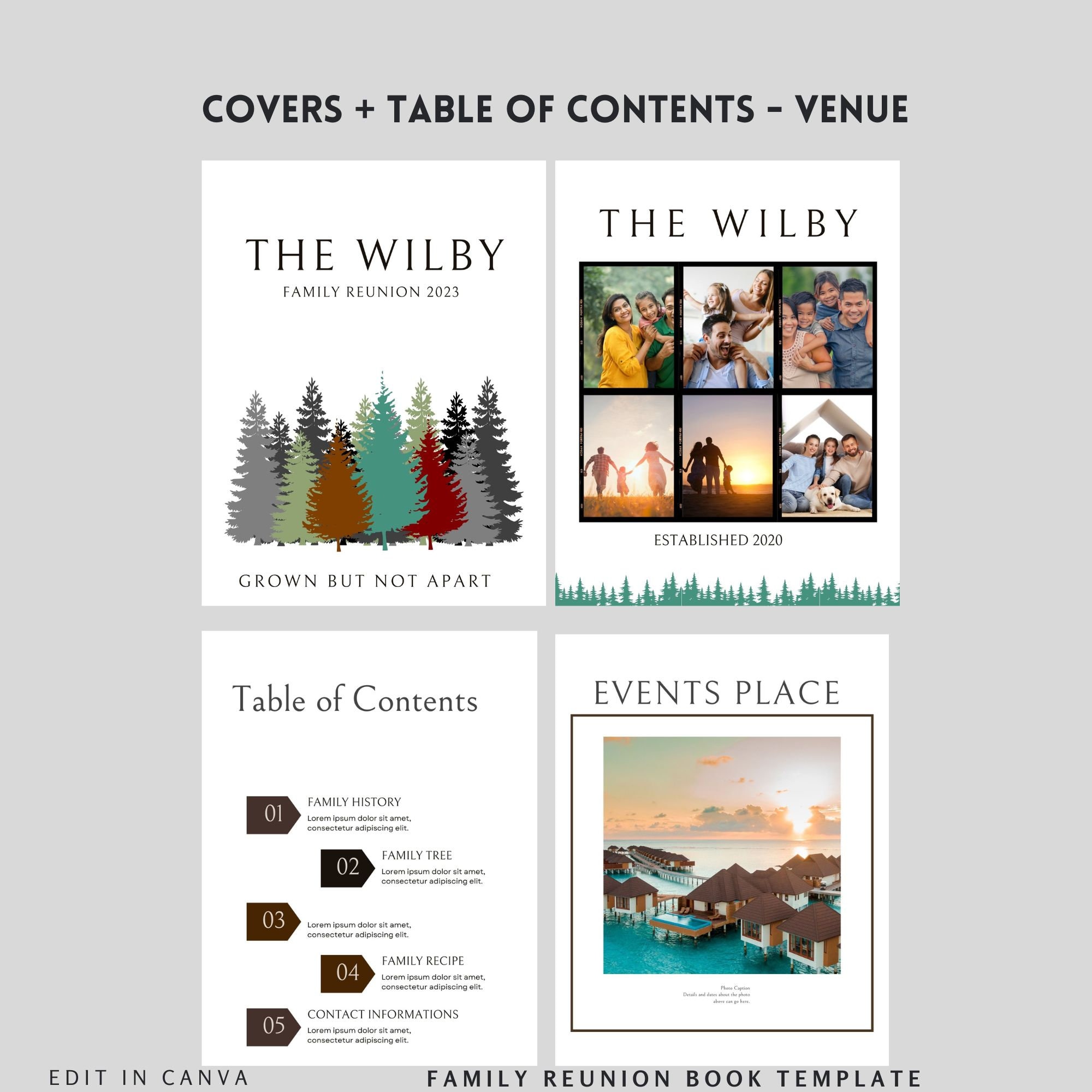 Family Reunion Booklet Template Family Reunion Memories Record Book DIY ...