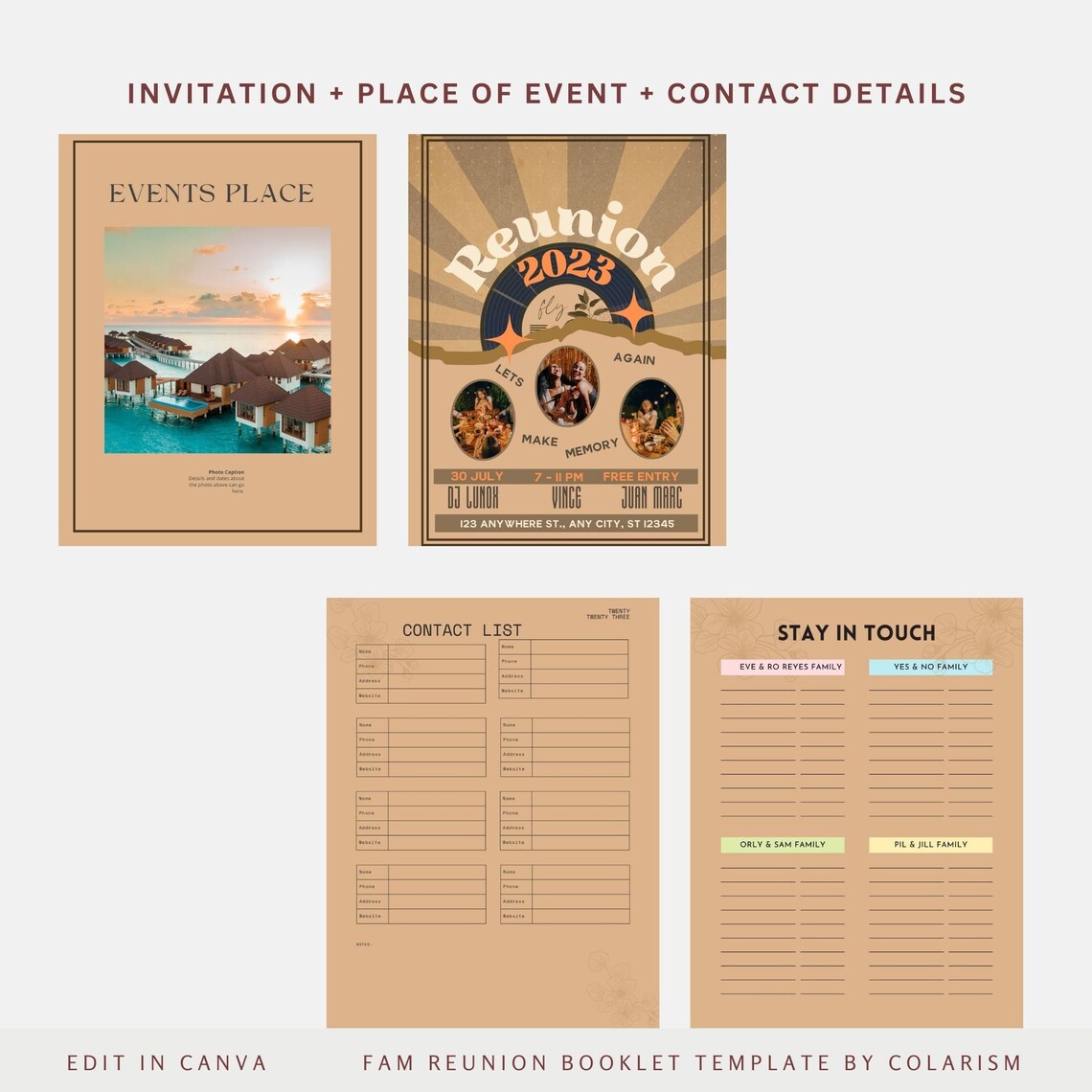 Family Reunion Registration Booklet Template Family Reunion Booklet ...