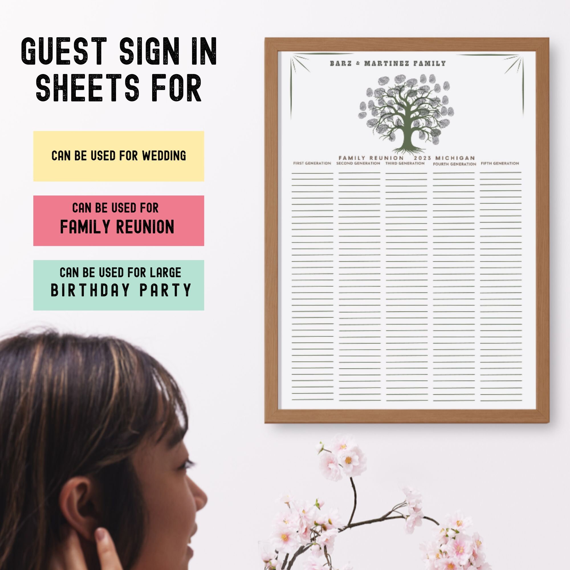 Family Reunion Guest Sign in Sheets Printable Reunion Guestbook With ...