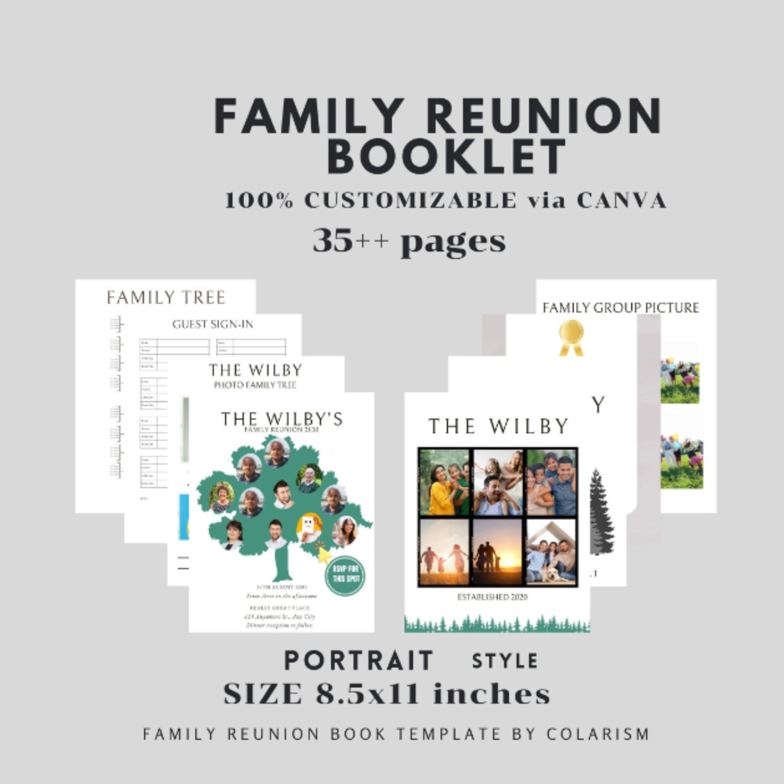 Family Reunion Booklet Template Family Reunion Memories Record Book DIY ...