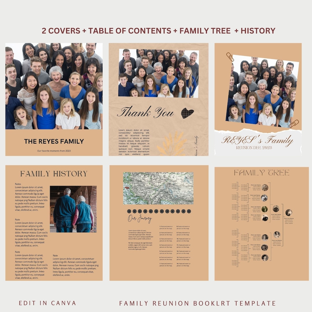 Digital Family Reunion Booklet Canva Template Family Reunion - Etsy