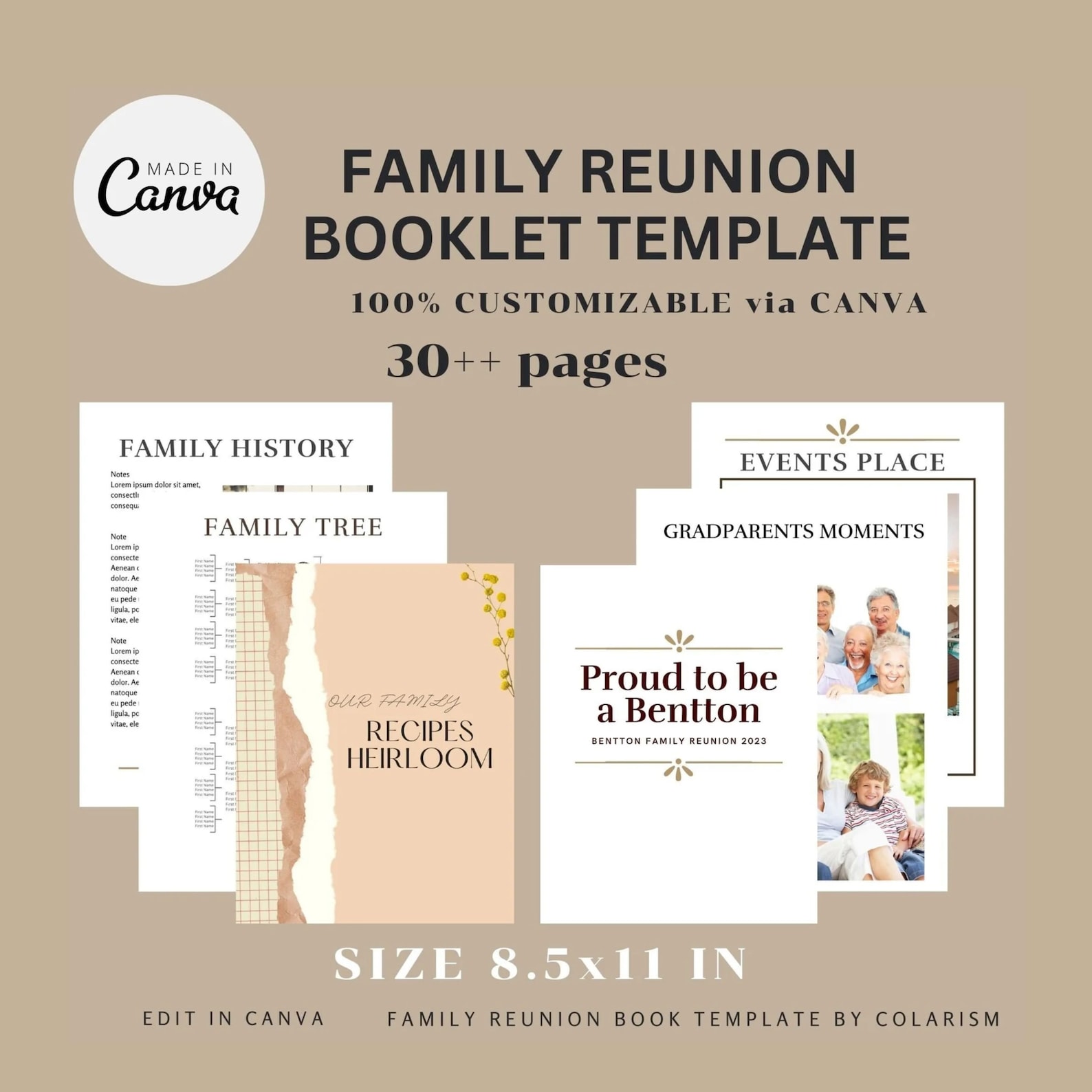 Family Reunion Booklet Template Canva Edit Family Reunion Program ...