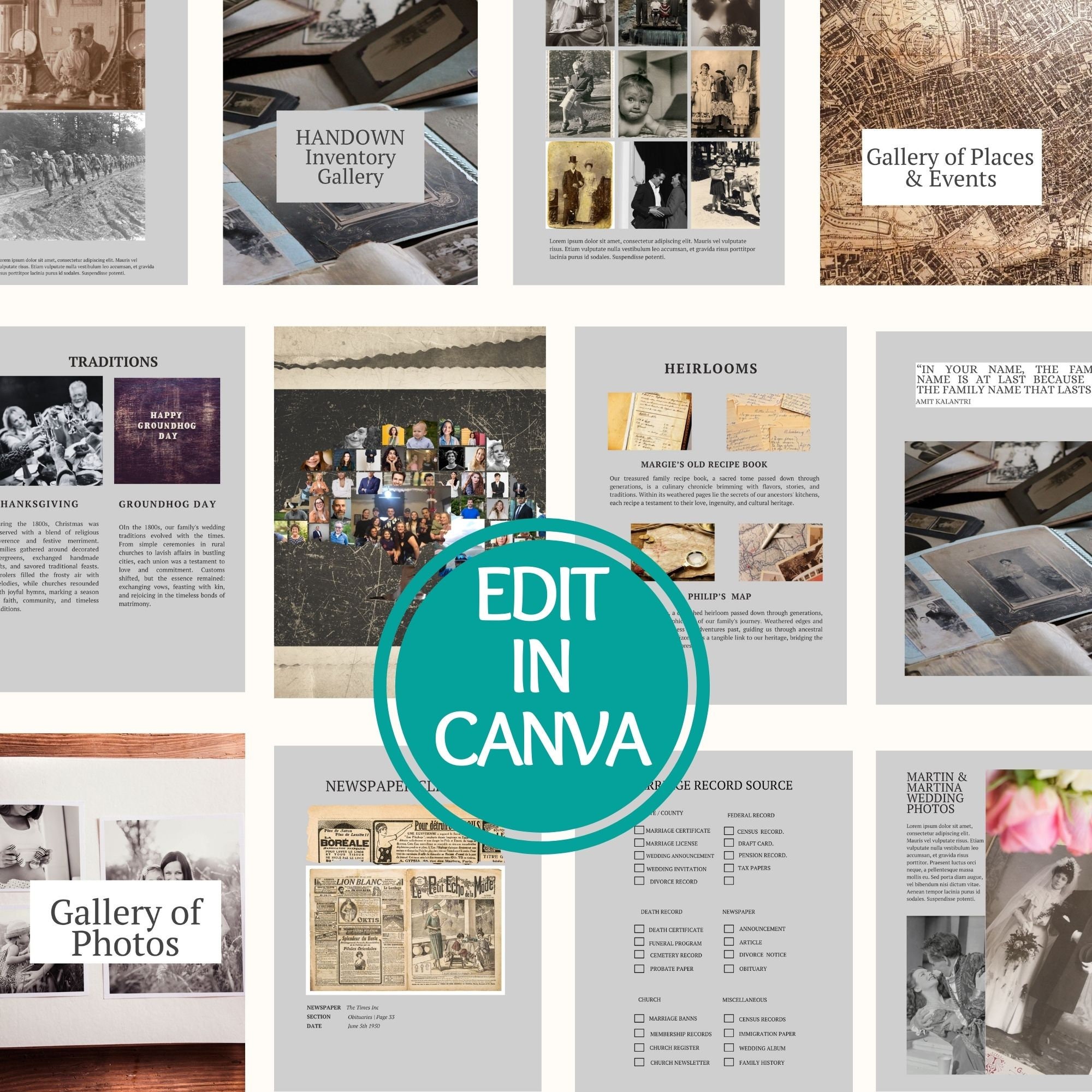 Family Ancestry Editable Book Template Family History Record Book ...