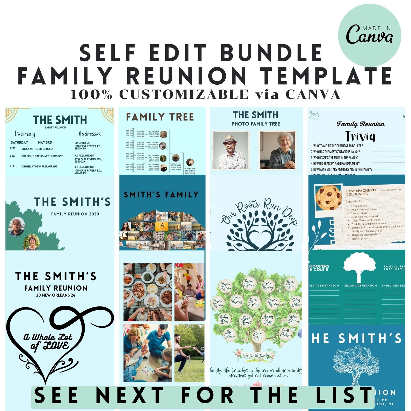 DIY Family Reunion Booklet Template Family Reunion Memory Record Book ...