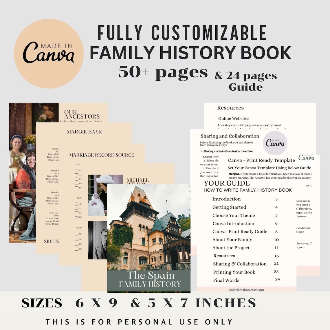 Family Ancestry Editable Book Template Family History Record Book ...