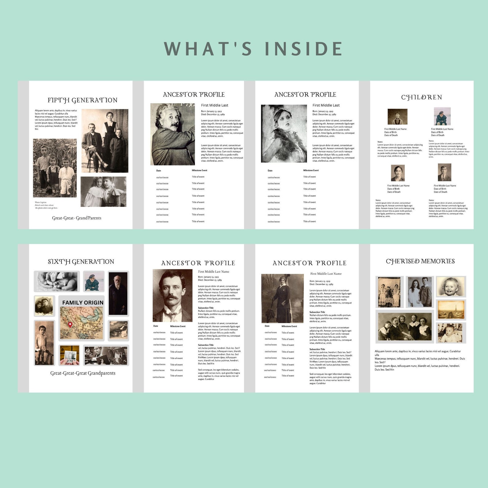 Family Ancestry Book Template Family History Record Sheet Ancestor Book ...