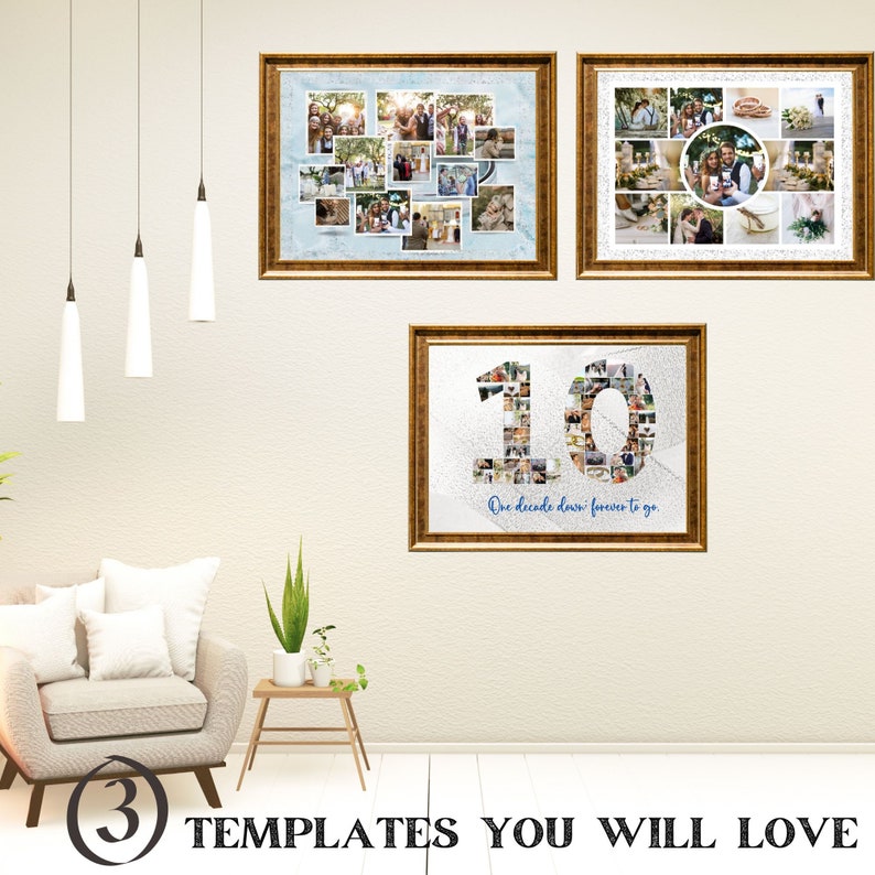Photo Collage Template Unique 10th Year Wedding Anniversary Gift for ...