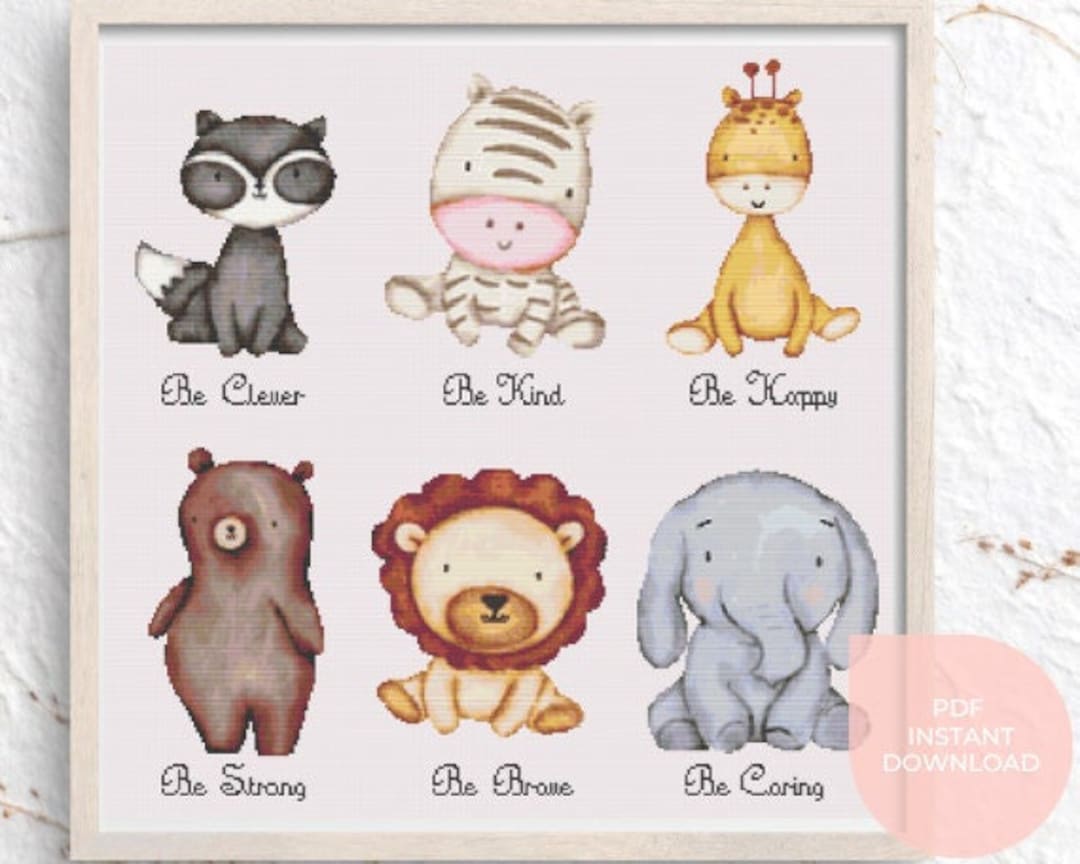 Baby Animals Cross Stitch Pattern - Nursery Cross Stitch - Animal Cross ...