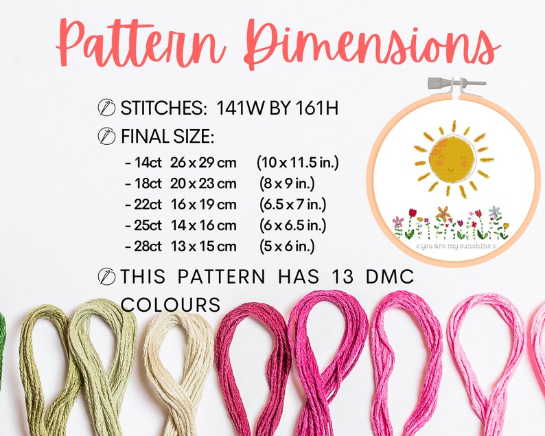 You Are My Sunshine Cross Stitch Pattern - Beginner Cross Stitch - PDF Download - Etsy