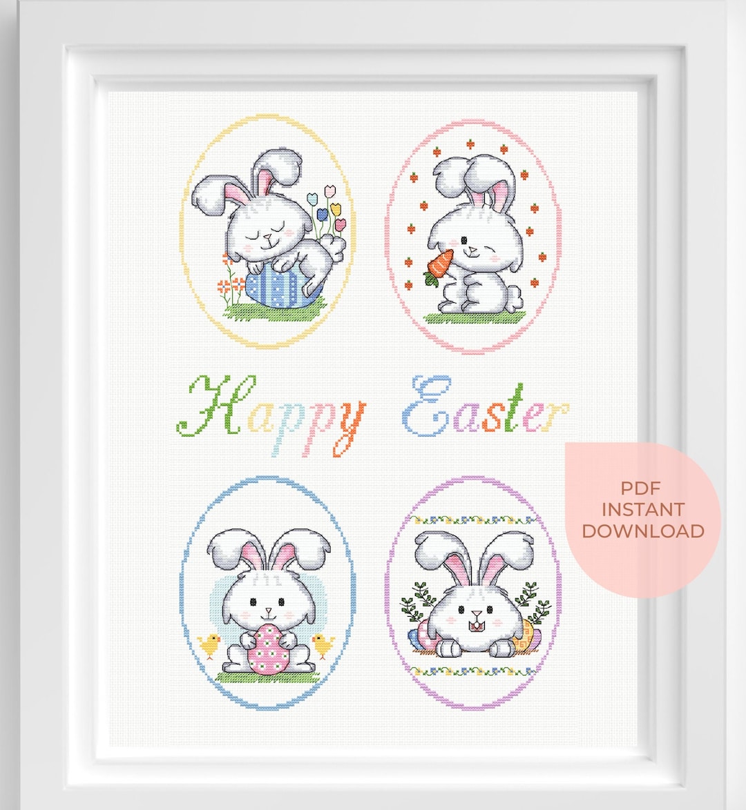 Easter Bunnies Cross Stitch Easter Pattern Easter Rabbit Pattern ...