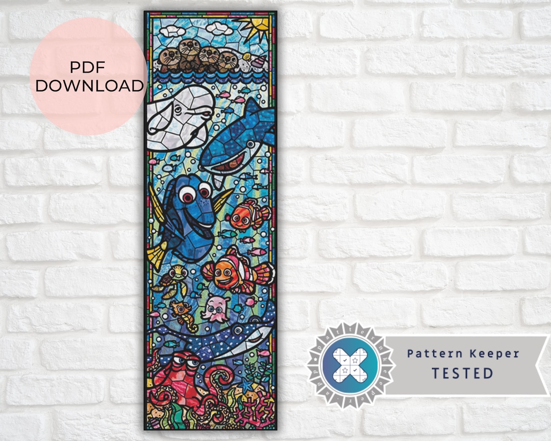 Cartoon Cross Stitch - Nemo Stained Glass Cross Stitch PDF Pattern ...
