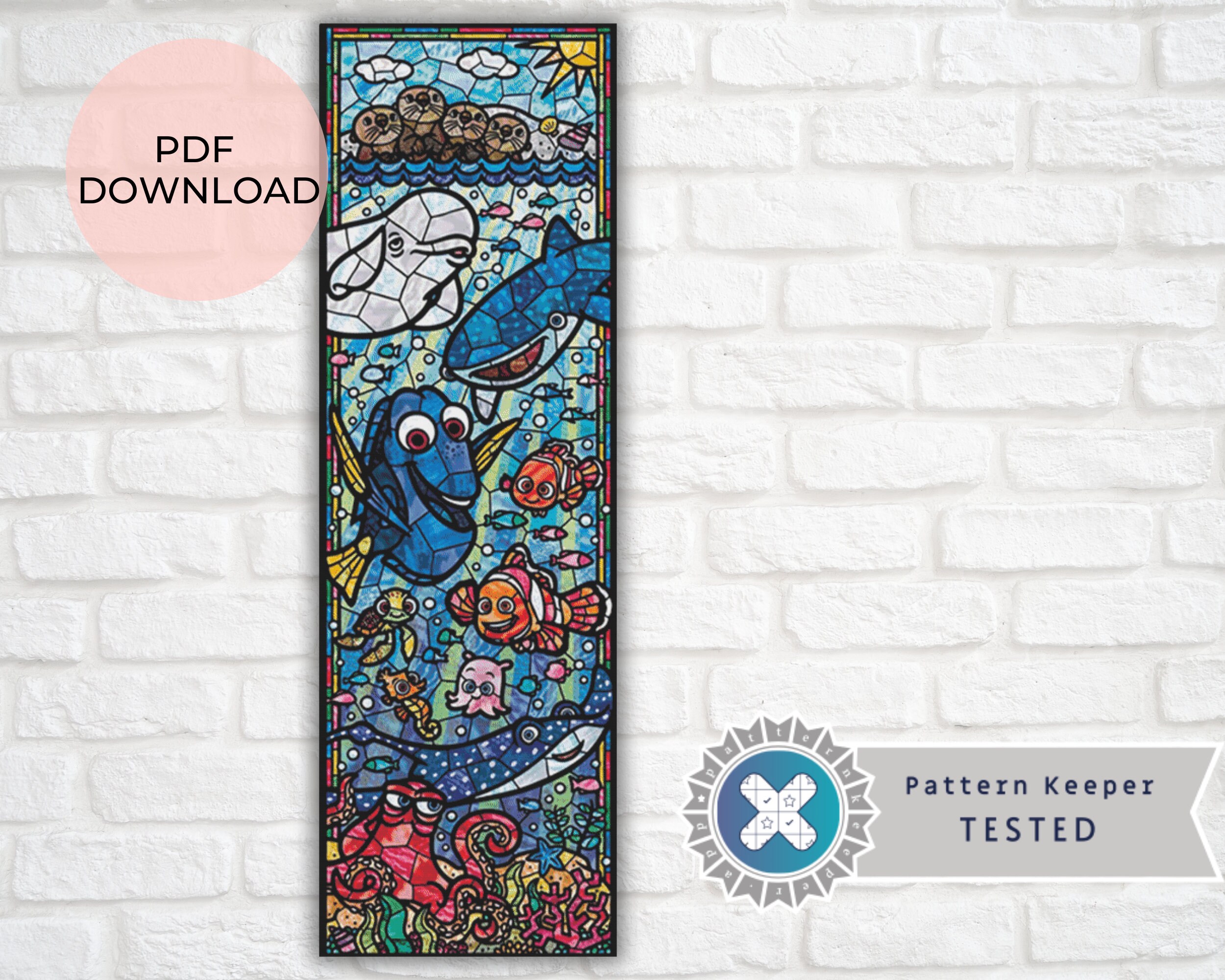 Cartoon Cross Stitch - Nemo Stained Glass Cross Stitch PDF Pattern ...