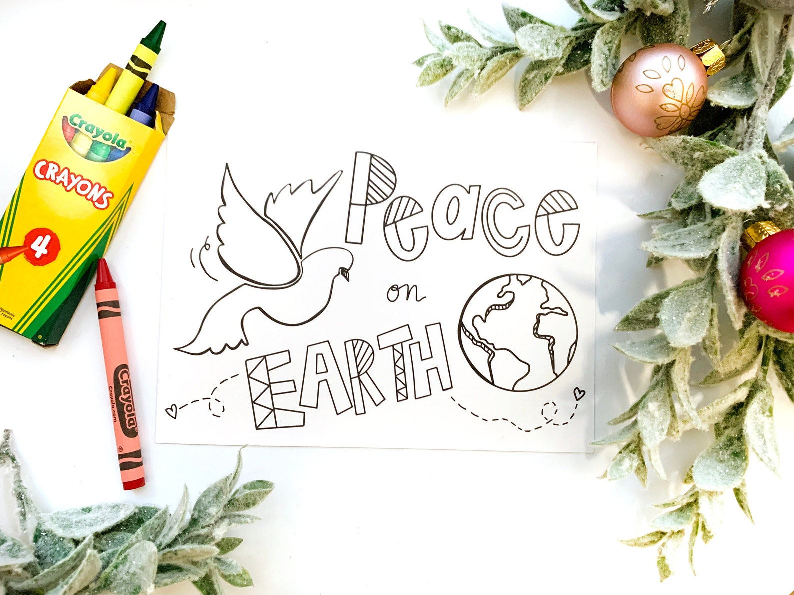Christmas Card Printable - Peace on Earth - Paint + Color to Add a ...