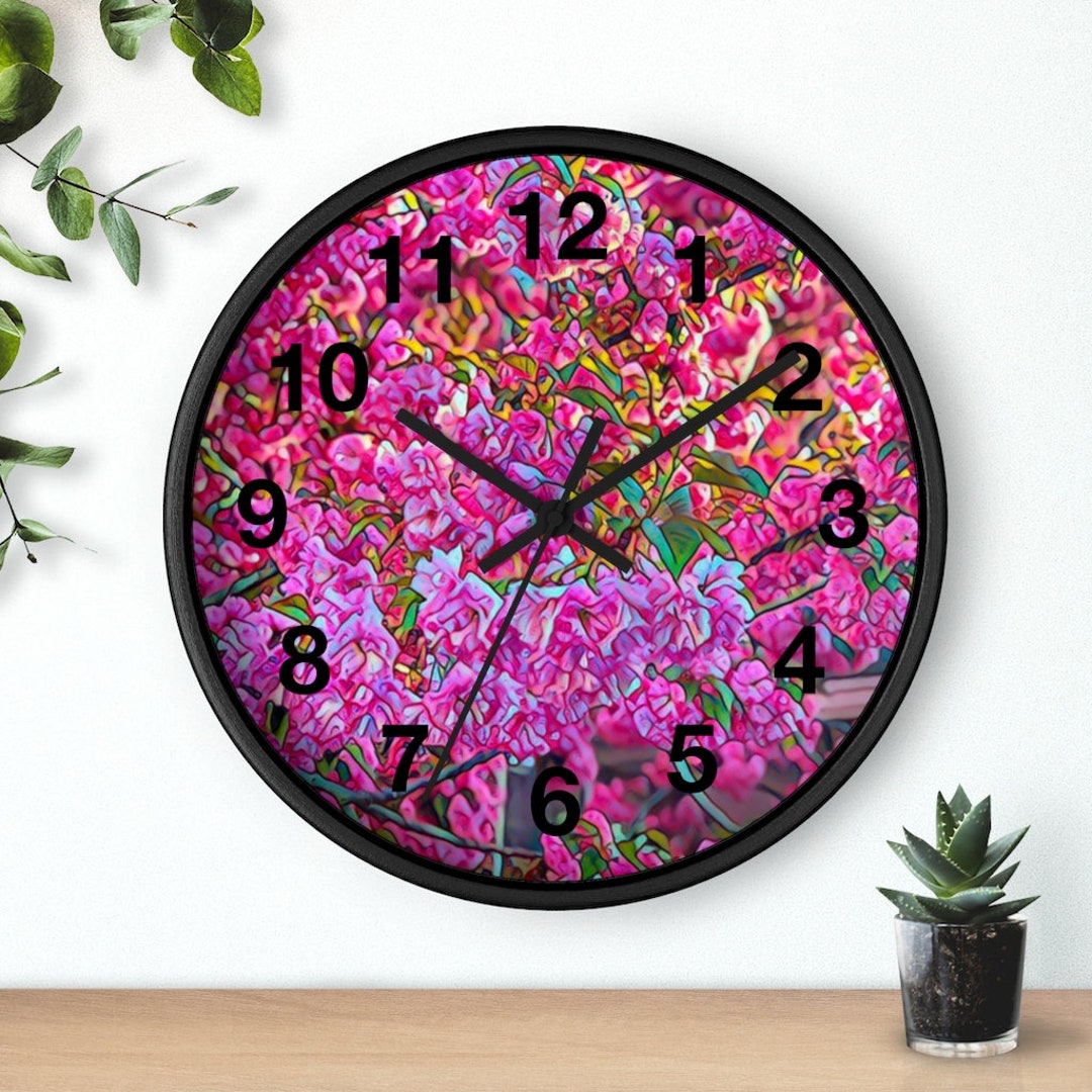 Sakura Wall Clock, Pink Cherry Blossom, Modern Floral Clock - Etsy