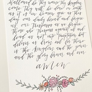 The Lord's Prayer Calligraphy | Watercolor Floral - Etsy