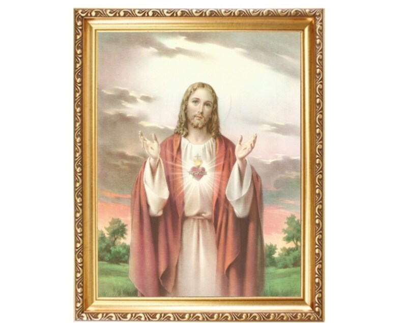 The Sacred Heart of Jesus Christ Roman Catholic Framed Print / Picture ...