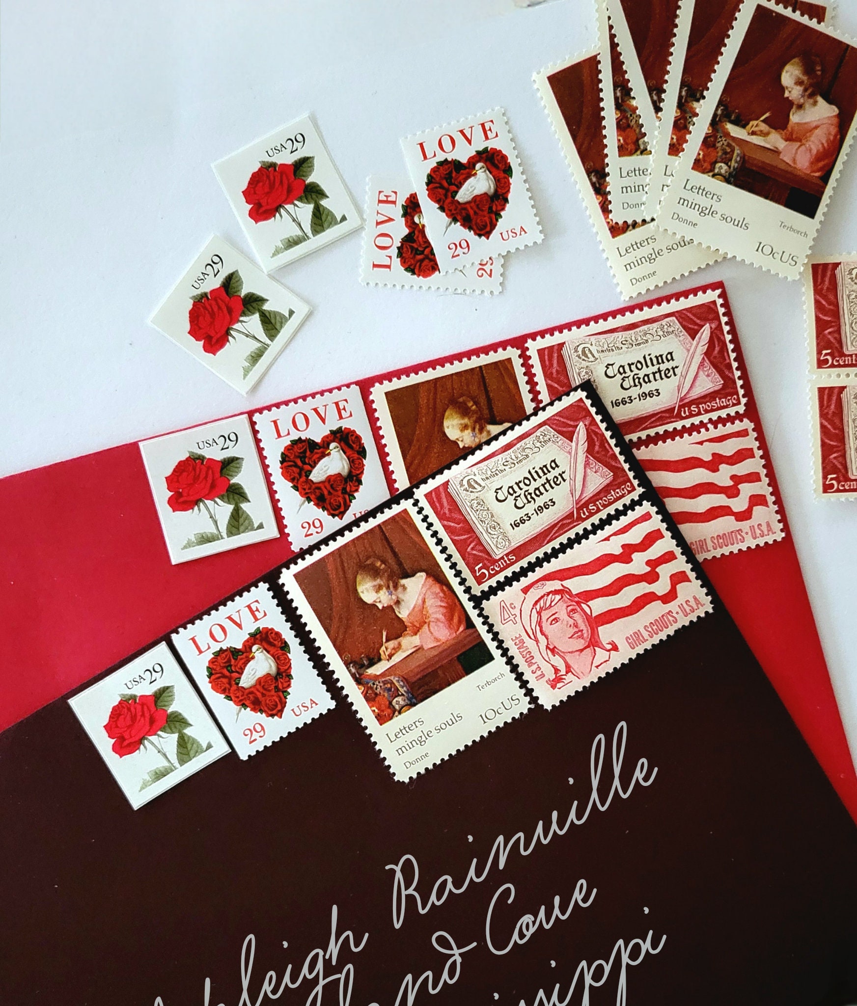 Curated Vintage Postage Set Love Letter Valentine's Gift Unused Stamps ...