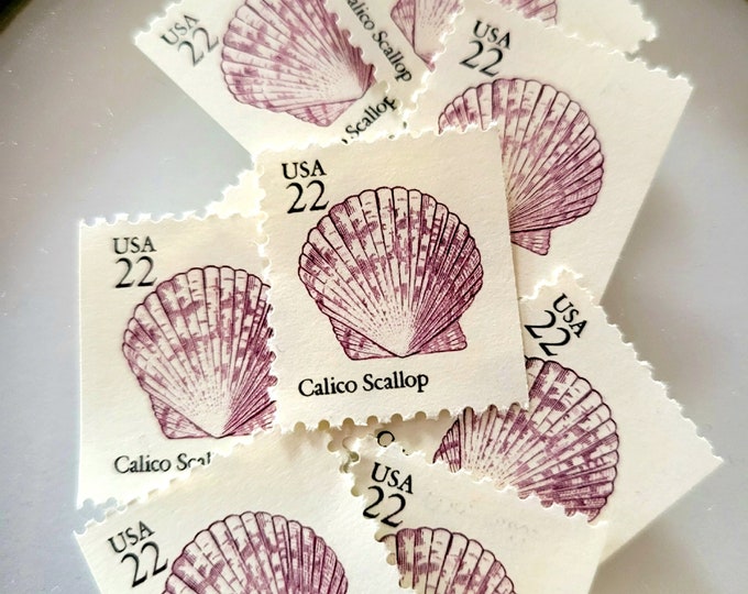 Vintage Postage || 5x Seashells: Calico Scallop 22c (1985) || Neutral ...