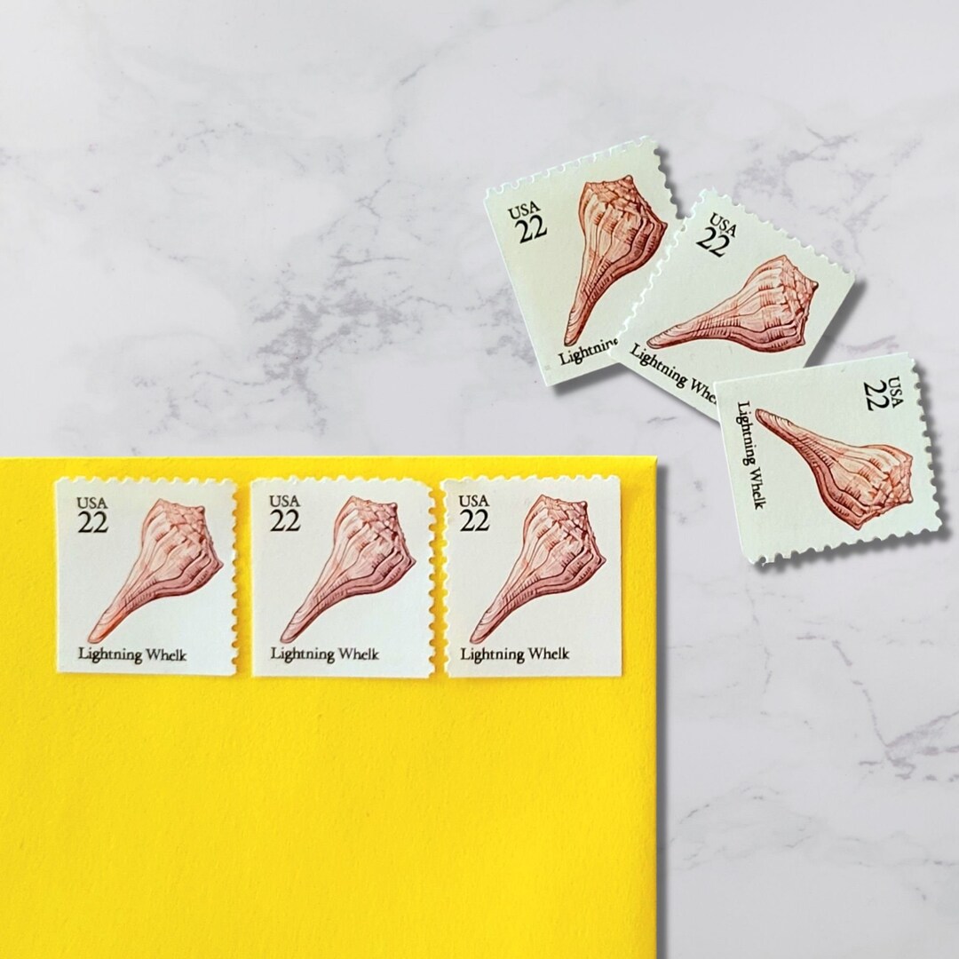 Vintage Postage || 5x Seashells: Lightning Whelk 22c (1985) || Unused ...