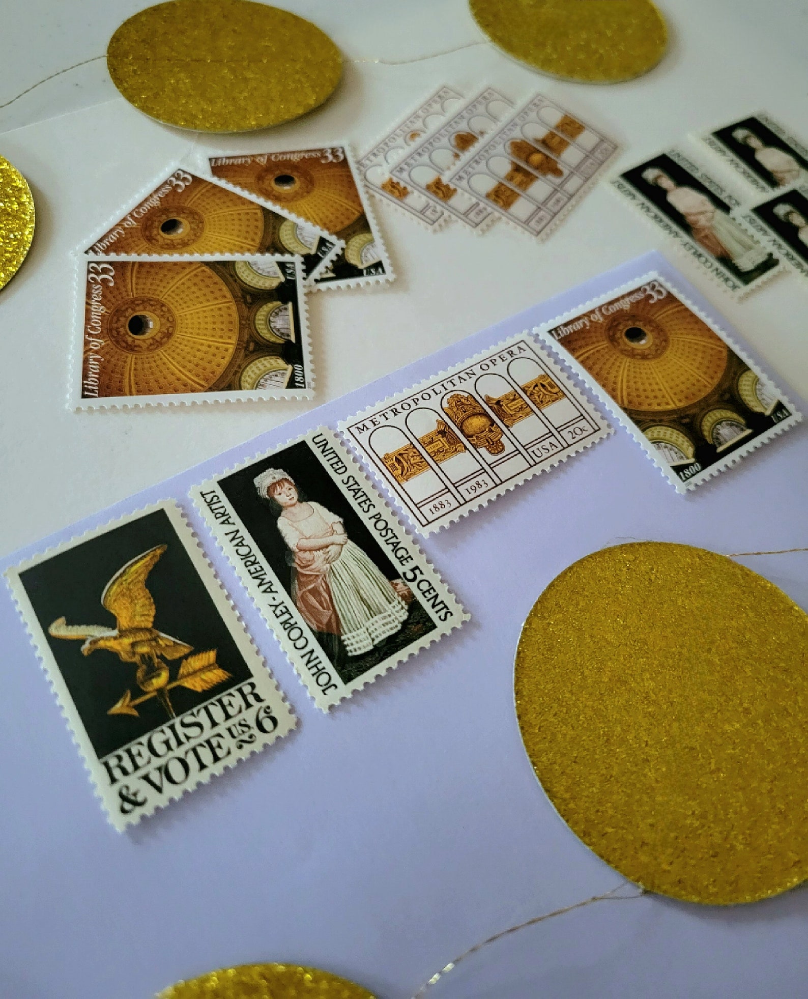 Curated Vintage Stamp Set Gold and Black Unused Stamps 1oz Wedding ...