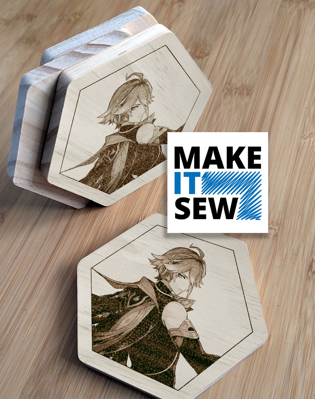 Genshin Wood Engraved Coaster - Etsy