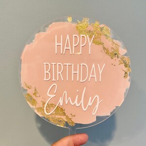 Acrylic Cake Topper| Gold, Copper, Silver Flake Cake Topper ...