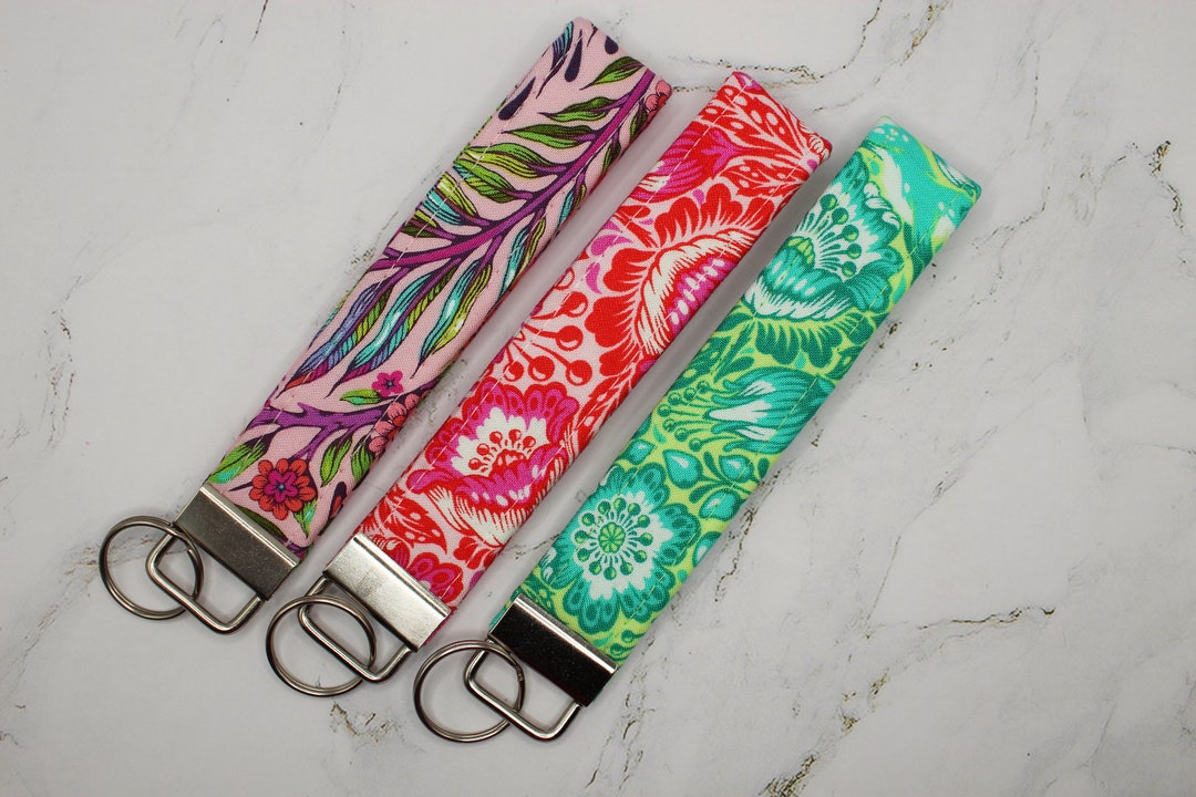 Preppy Bright Pattern Fabric Key Fobs| Wristlet| Accessories| Keychains ...