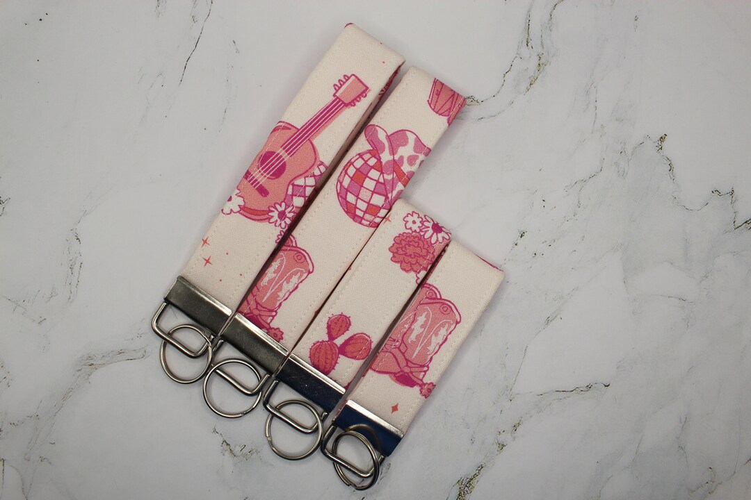 Pink Western Disco Cowgirl Fabric Key Fob|accessories|lanyard| Keychain ...