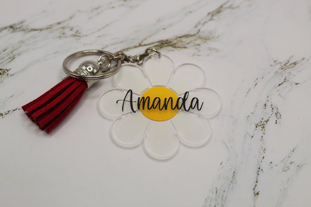 Daisy Acrylic Keychain| Accessories| Personalization - Etsy