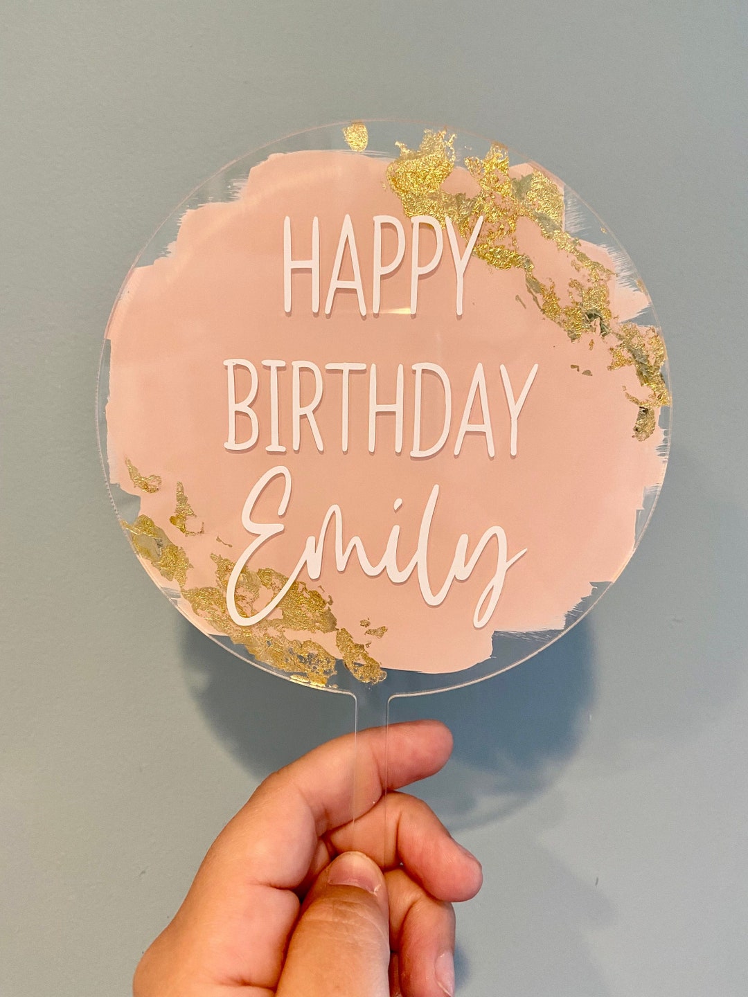 Acrylic Cake Topper| Gold, Copper, Silver Flake Cake Topper ...