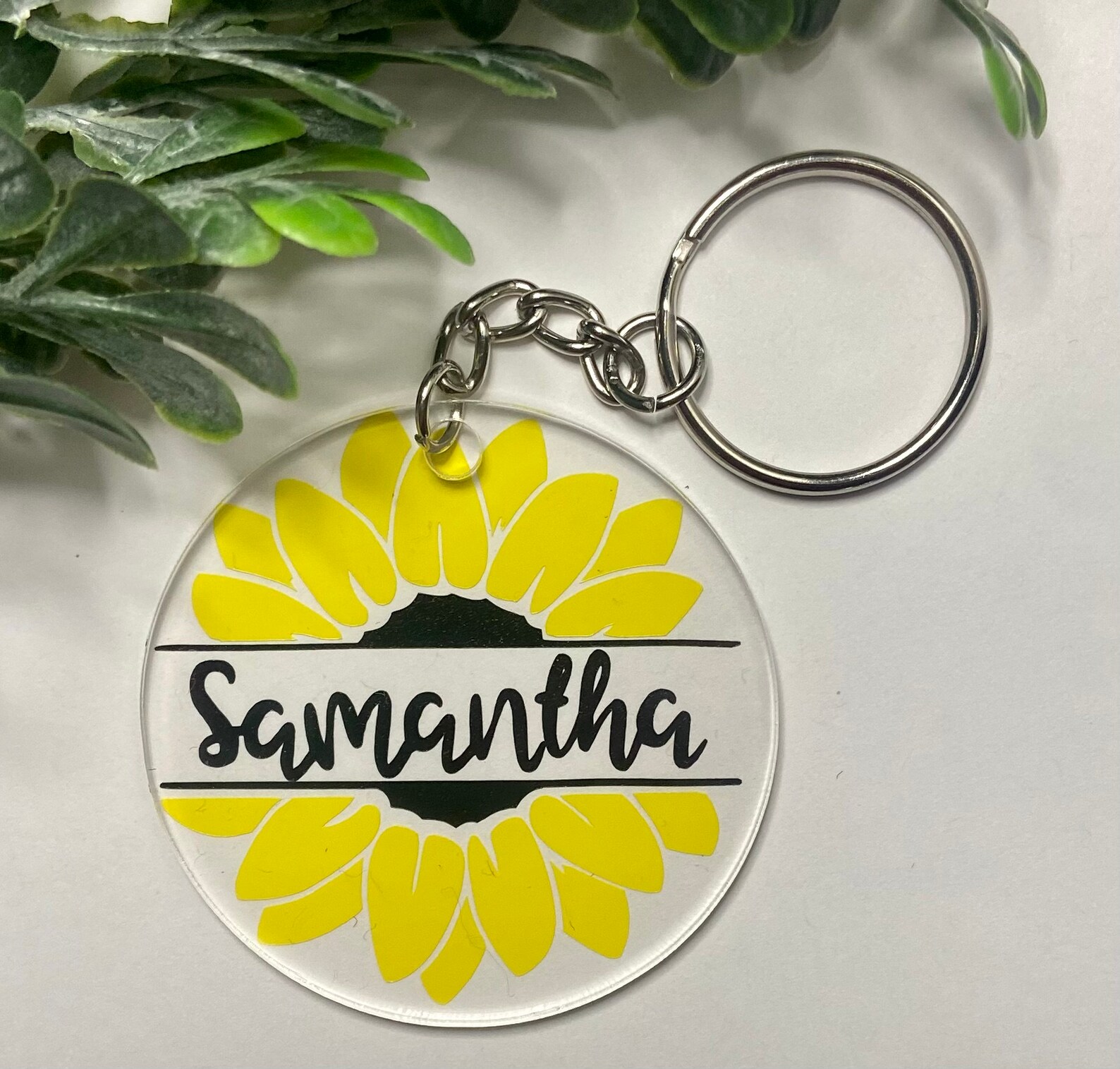 Sunflower Keychain Sunflower Monogram Butterfly Keychain - Etsy