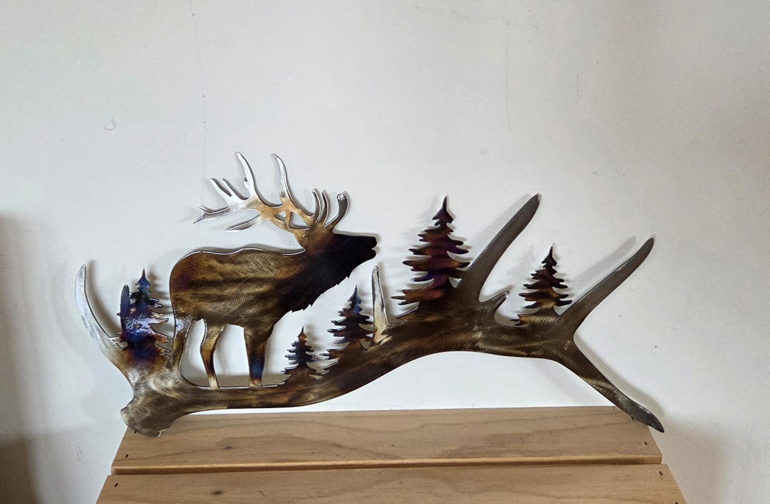 Elk Metal Wall Art/rustic Cabin Lodge Decor/indoor and Outdoor - Etsy