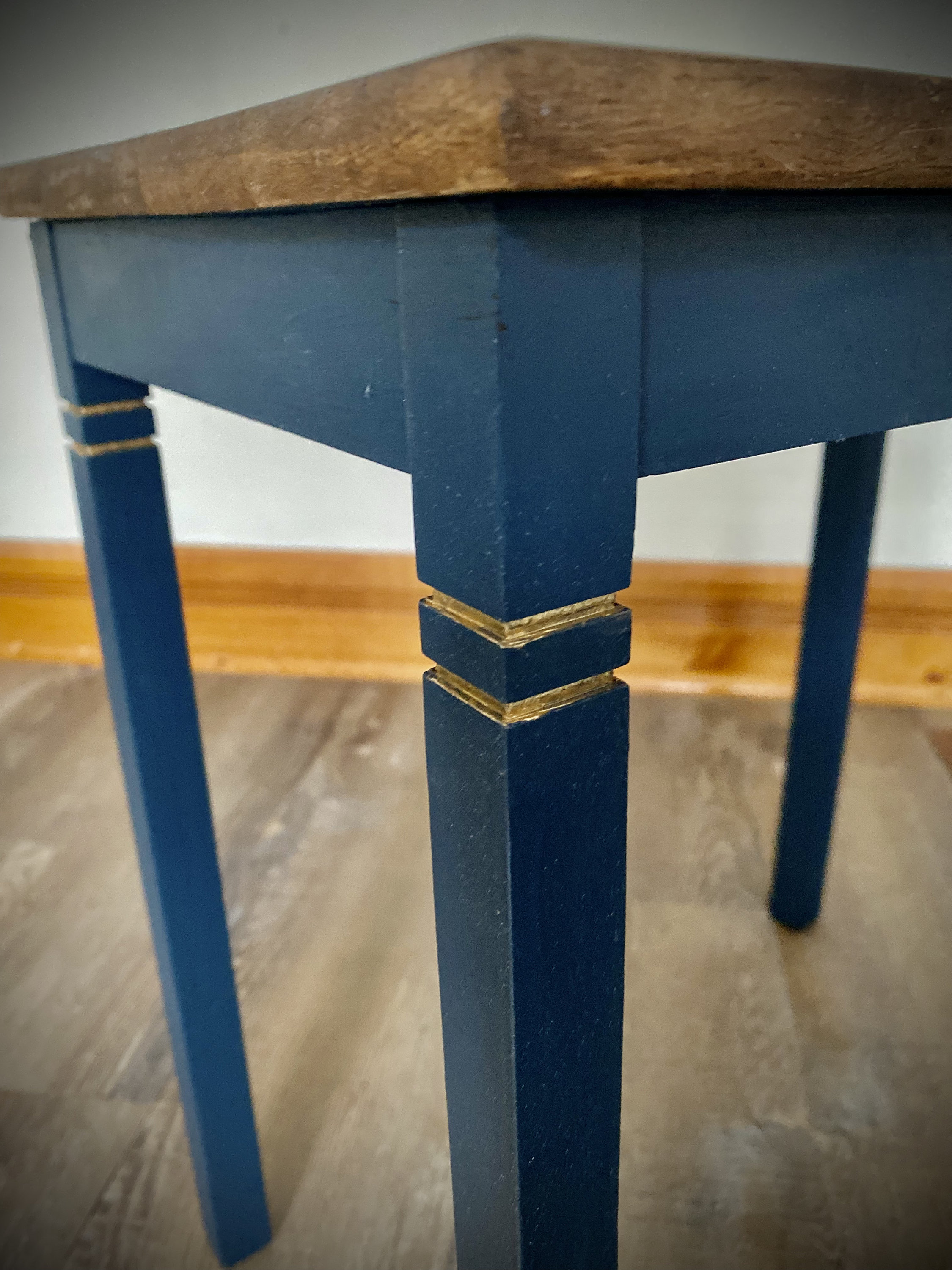 Small Side Table Restored, Dark Blue and Golden Accents - Etsy
