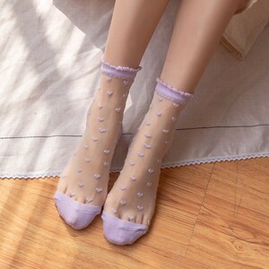 Transparent Socks Women Summer Ruffle Socks Glass Silk Ankle Socks ...