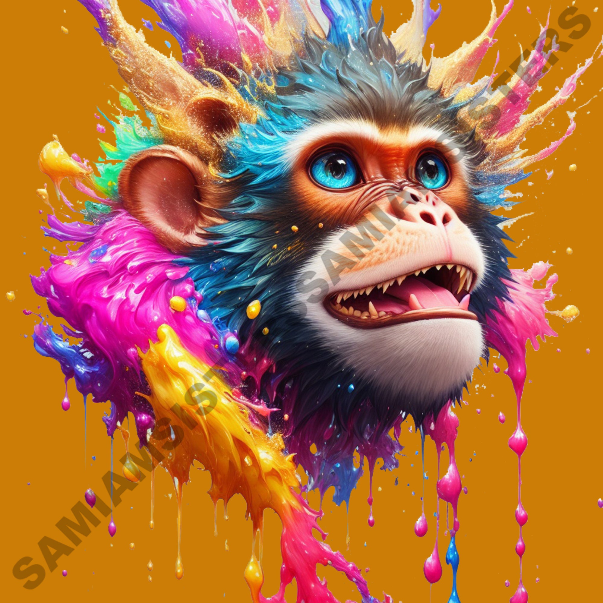 Paint Splatter Angry Monkey Transparent PNG Image & SVG File Make Fun ...