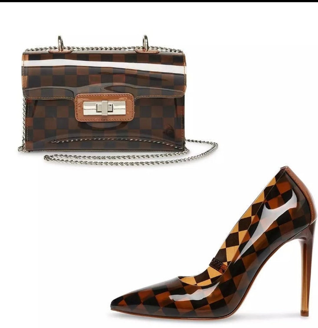Brown Checkered Pumps With Matching Handbag Size 10 - Etsy