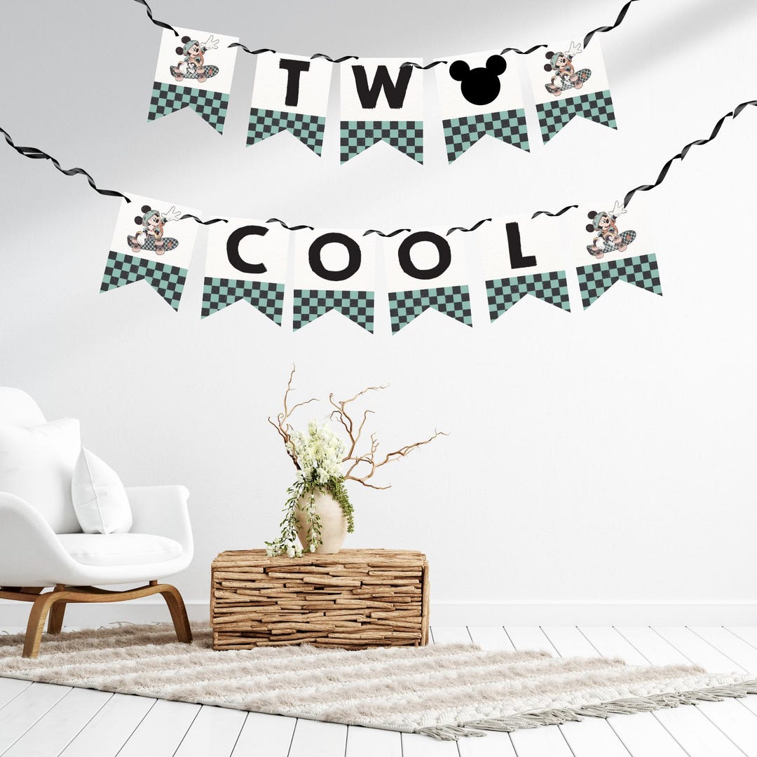 Mouse TWO Cool Banner, Mouse Birthday Banner, Boys 2nd Birthday Banner ...