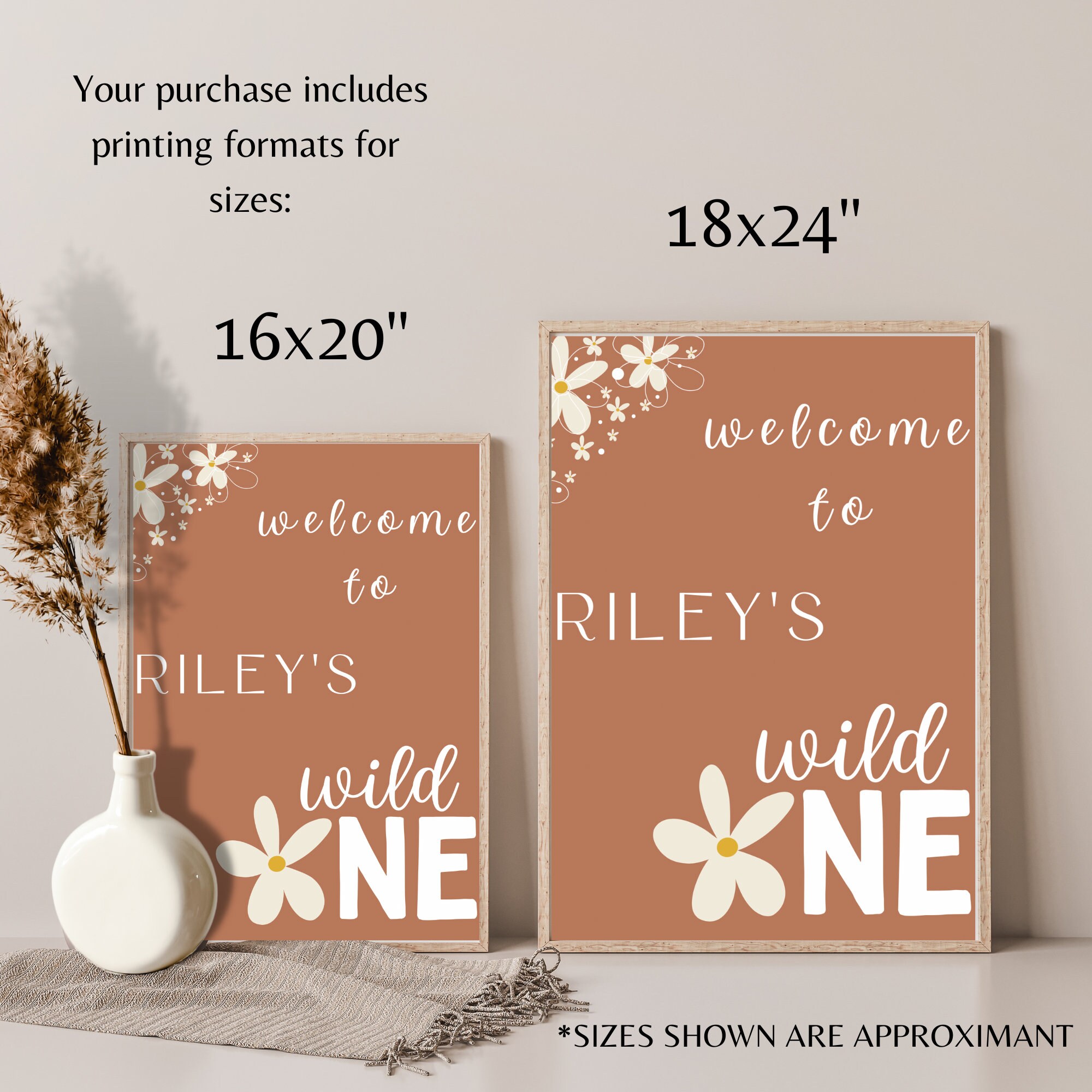 Editable Wildflower Birthday Party Welcome Sign, Wild ONE Welcome Sign ...