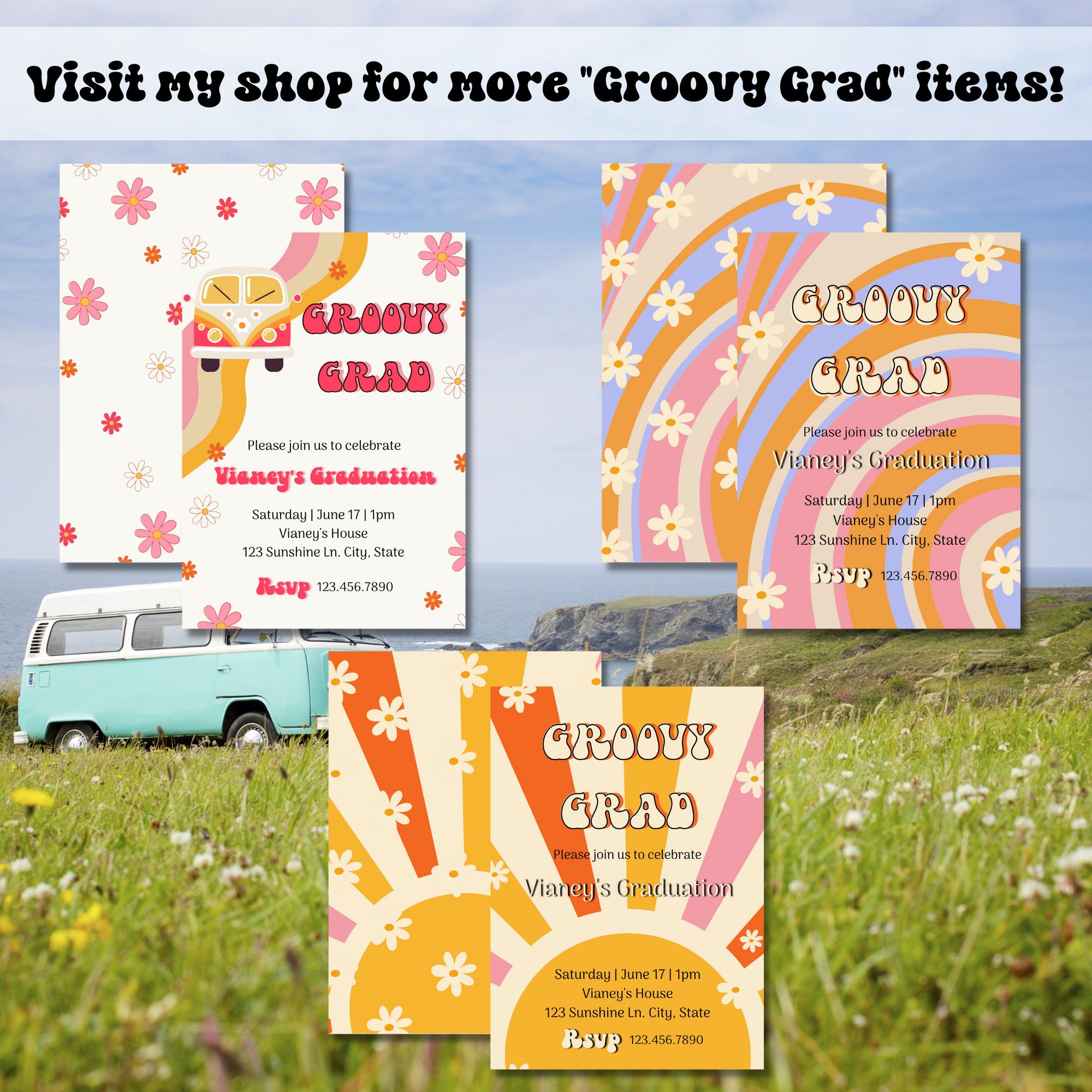 Editable Groovy Grad Party Welcome Sign (16x20, 18x24) (corjl) - Etsy