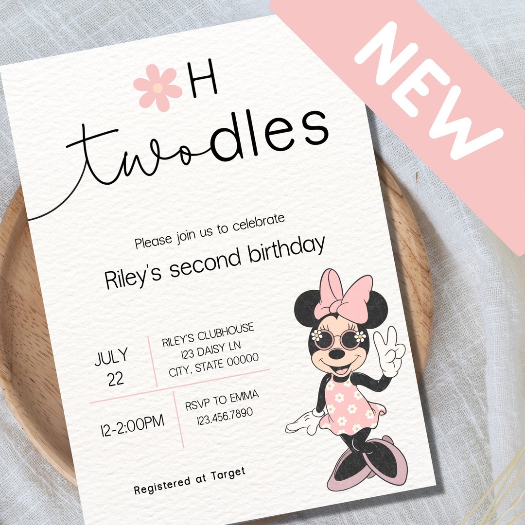 EDITABLE Mouse Birthday Invitation, Girls 2nd Birthday Invitation ...