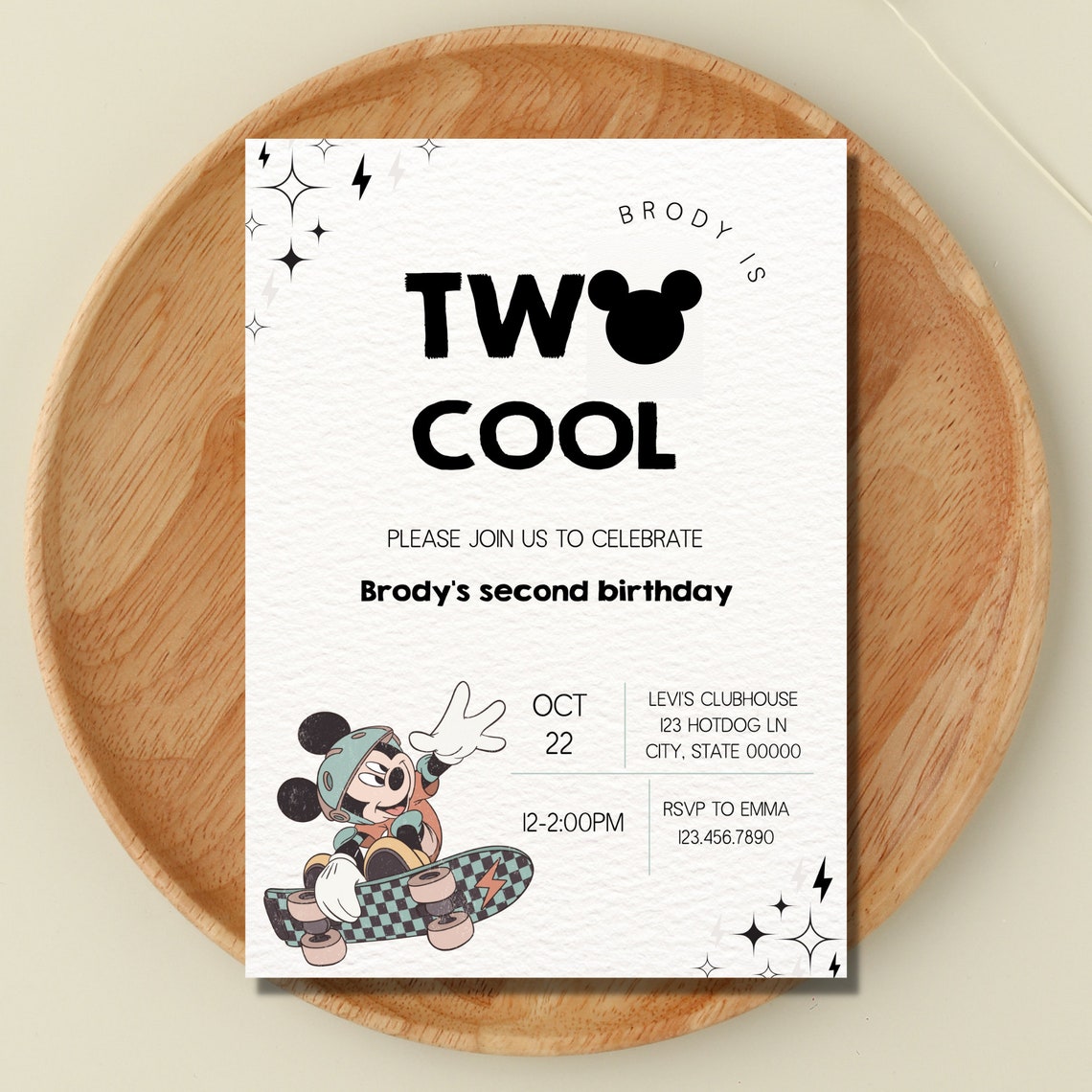 EDITABLE Modern Mouse Birthday Invitation, Boys 2nd Birthday Invitation ...